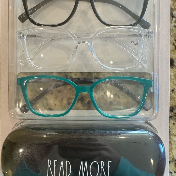 Rae Dunn | Accessories | Rae Dunn Black Clear And Teal Eyeglasses Trio ...
